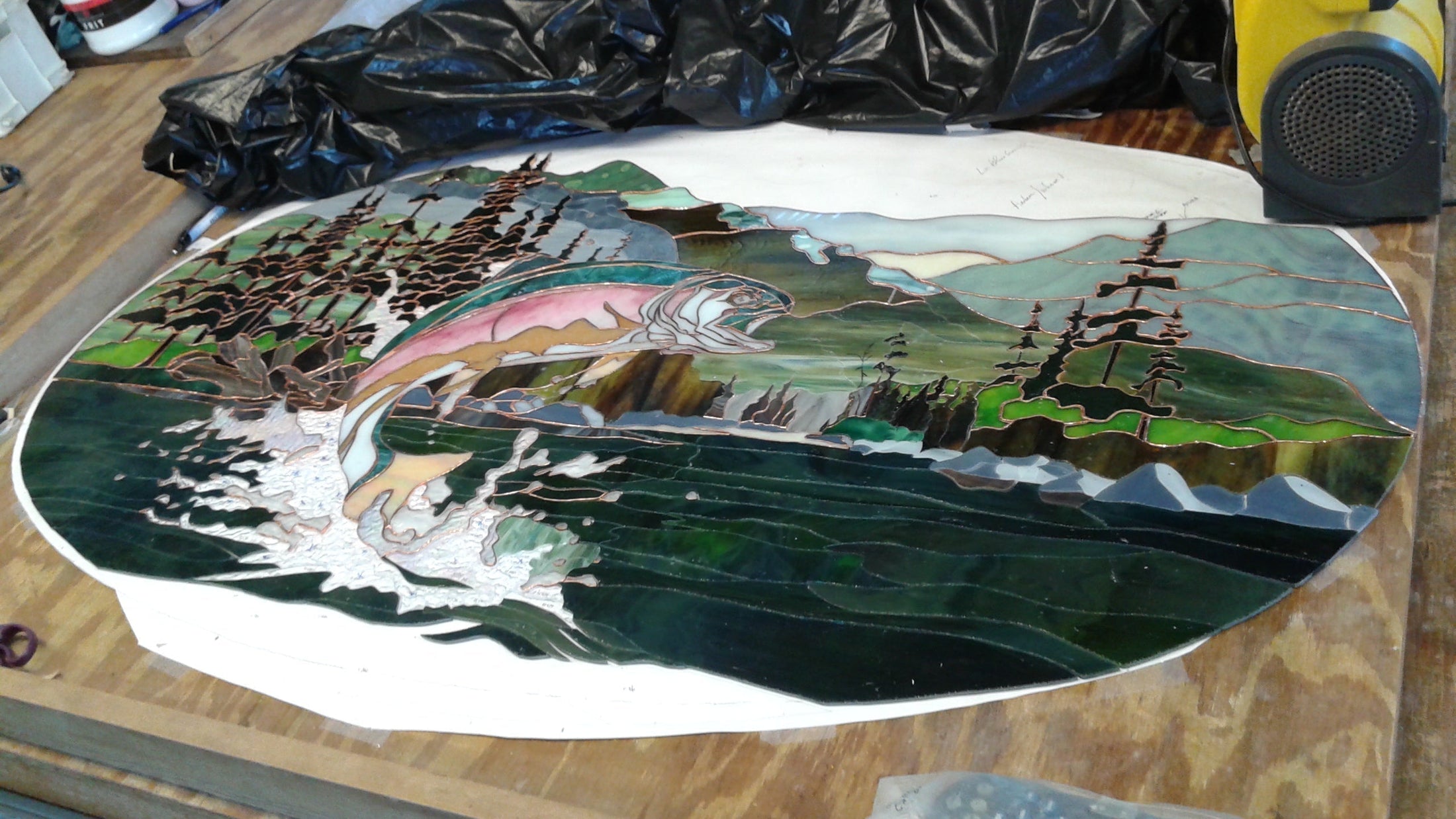 Trout Leaping – Stained Glass Panel – A Story in Pictures – Paned ...