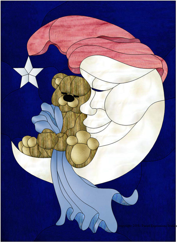 Moon Teddy Stained Glass Pattern – Paned Expressions Stained Glass